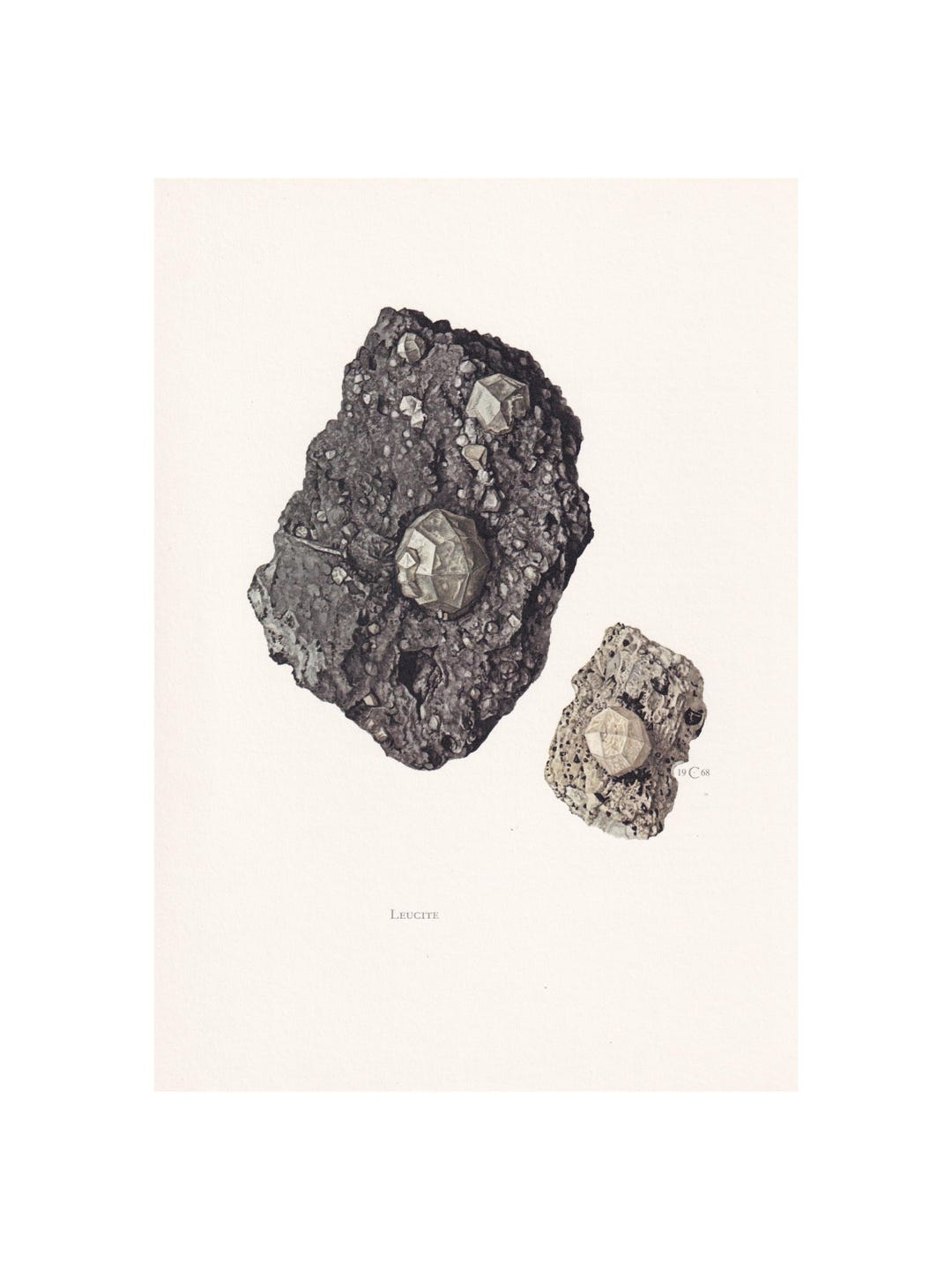 1968 LEUCITE Print - Mineral Wall Art Gift - Mineralogy Decor ...