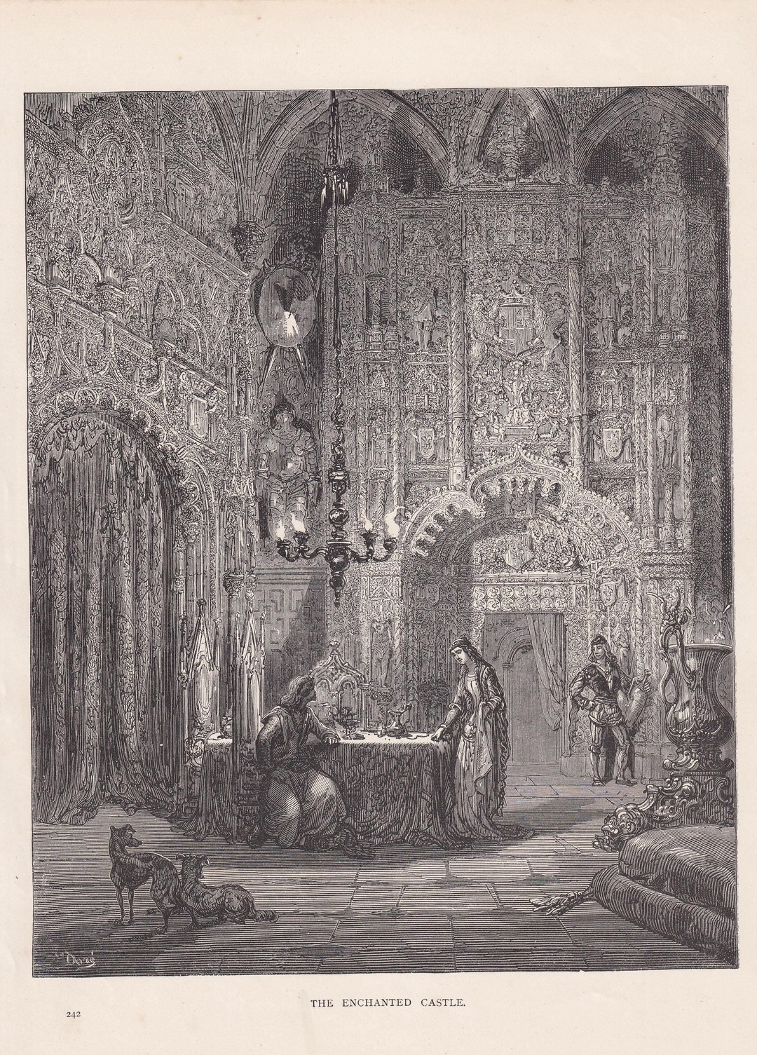1870 GUSTAVE DORE Print - "the Enchanted Castle" - Dore Wall Art ...