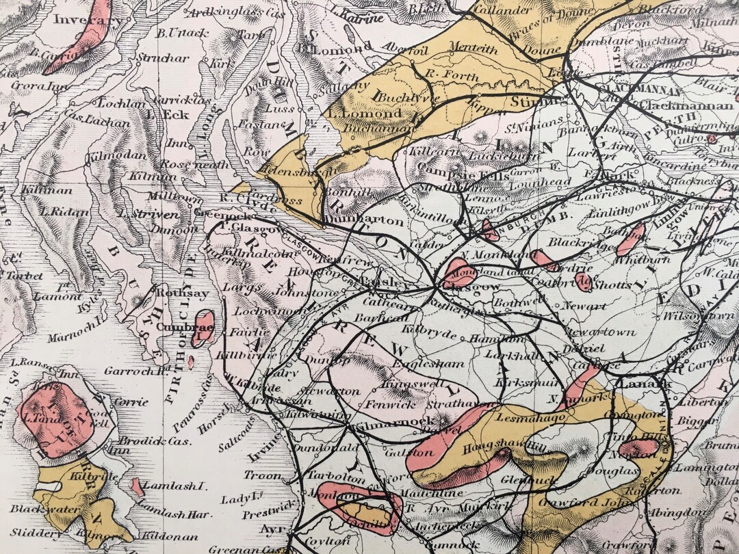 1891 SCOTTISH COALFIELDS MAP - Scotland Coalfields - Geology History ...