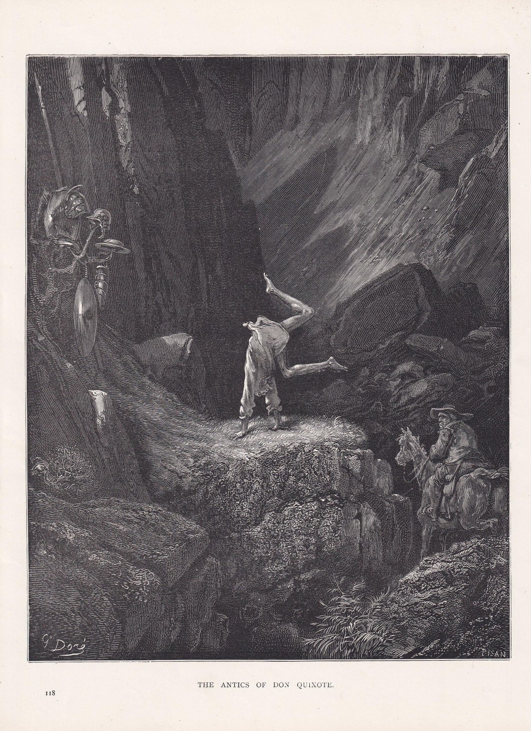 1870 GUSTAVE DORE Print - "the Antics of Don Quixote" - Dore Wall Art ...