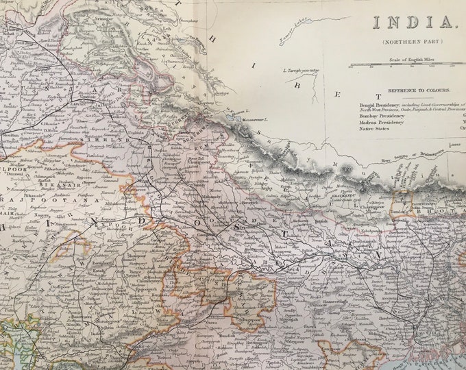 1891 NORTHERN INDIA MAP - Antique India Map - Indian History ...