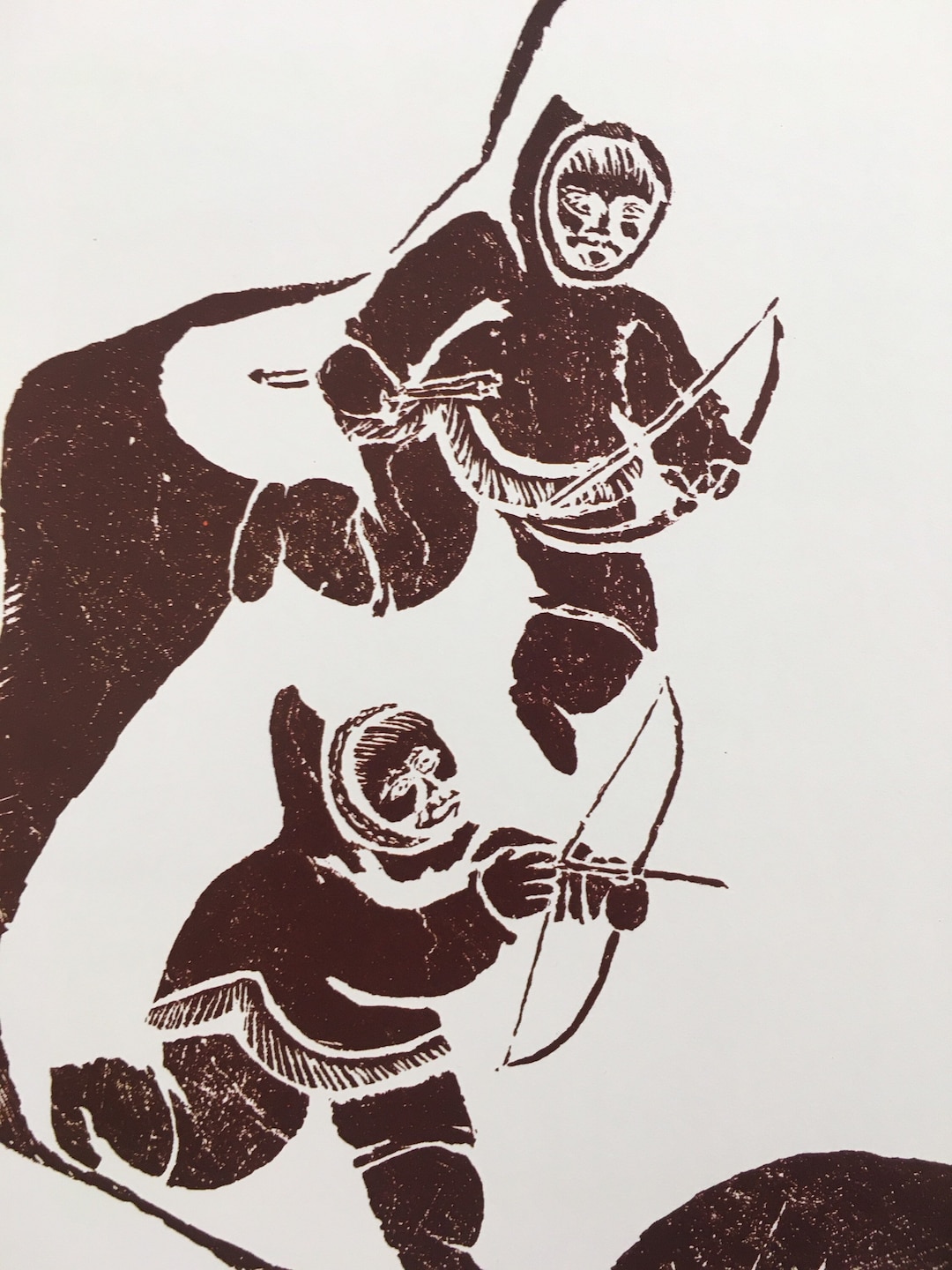 1974 INUIT ART caribou Hunt Juanasialuk Eskimo Wall Art Inuit Folk Art ...