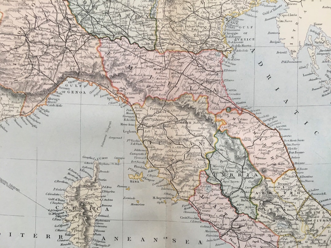 1891 NORTHERN ITALY MAP Antique Italy Map Italian History, Cartography ...