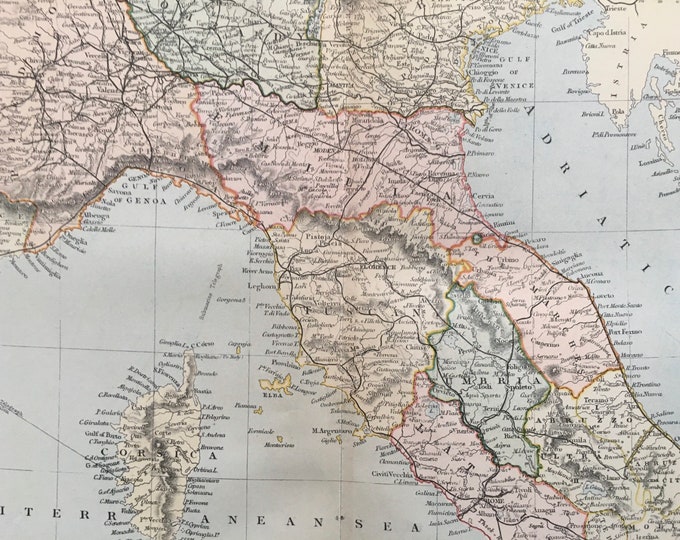 1891 NORTHERN ITALY MAP - Antique Italy Map - Italian History ...