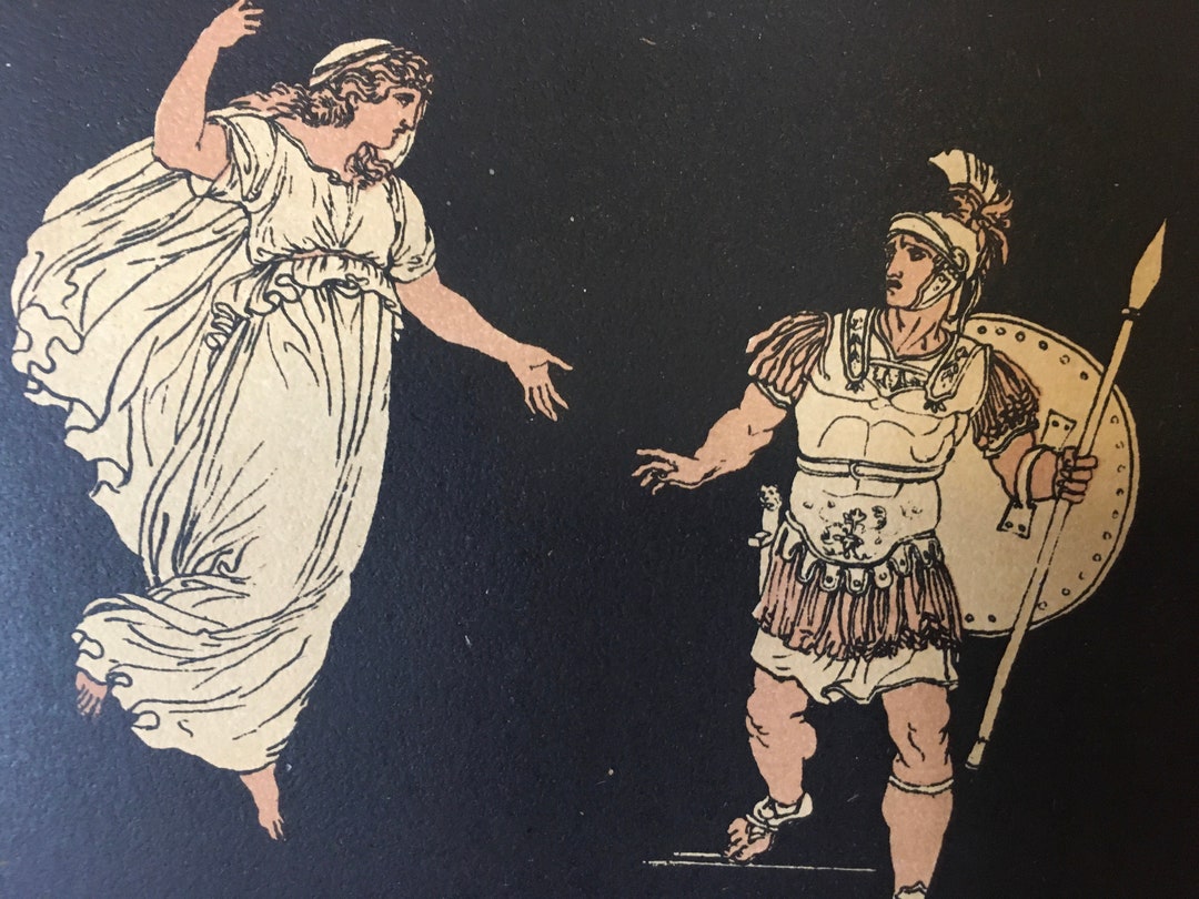 1879 AENEAS and CREUSA Greek Myths Print Ancient Greece Mythology ...