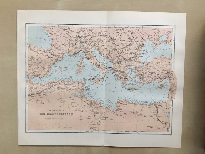 1905 THE MEDITERRANEAN MAP Antique Map of Europe - Etsy