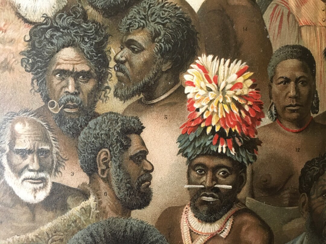 1890s AUSTRALASIAN OCEANIC RACES Print - Antique History Print - Human ...