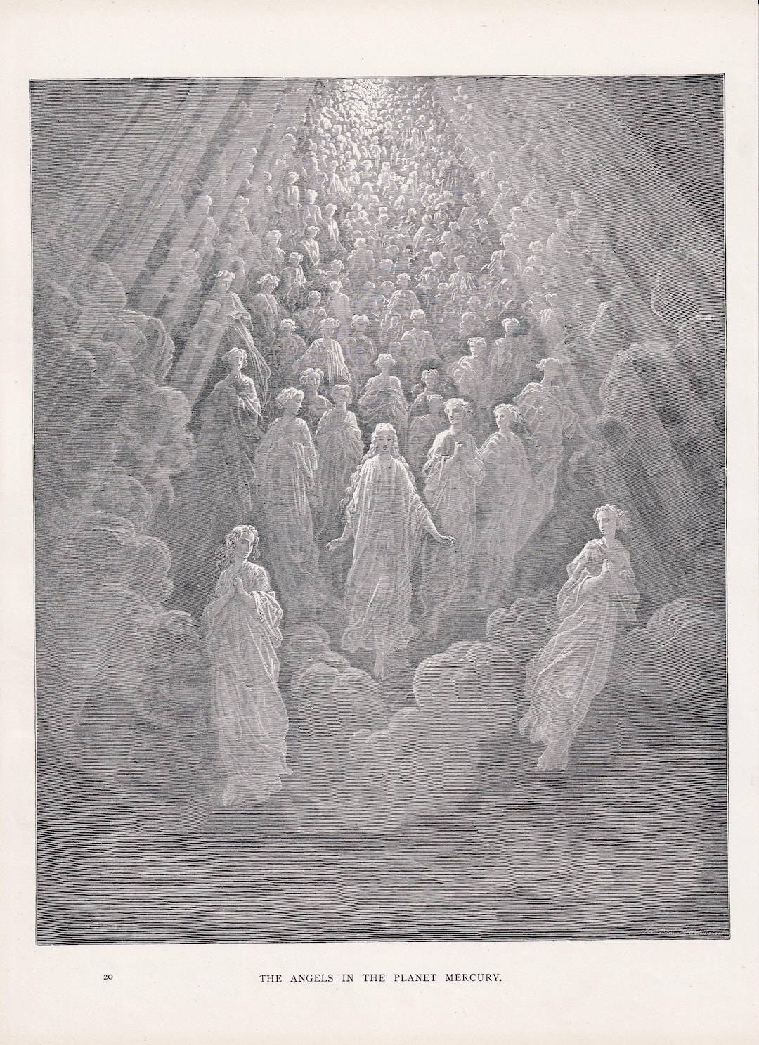 1870 GUSTAVE DORE Print - "the Angels in the Planet Mercury" - Dore ...