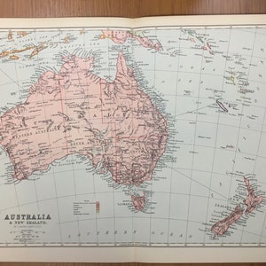 1901 AUSTRALIA & NEW ZEALAND Map - Bartholomew Map - Antique Map of ...