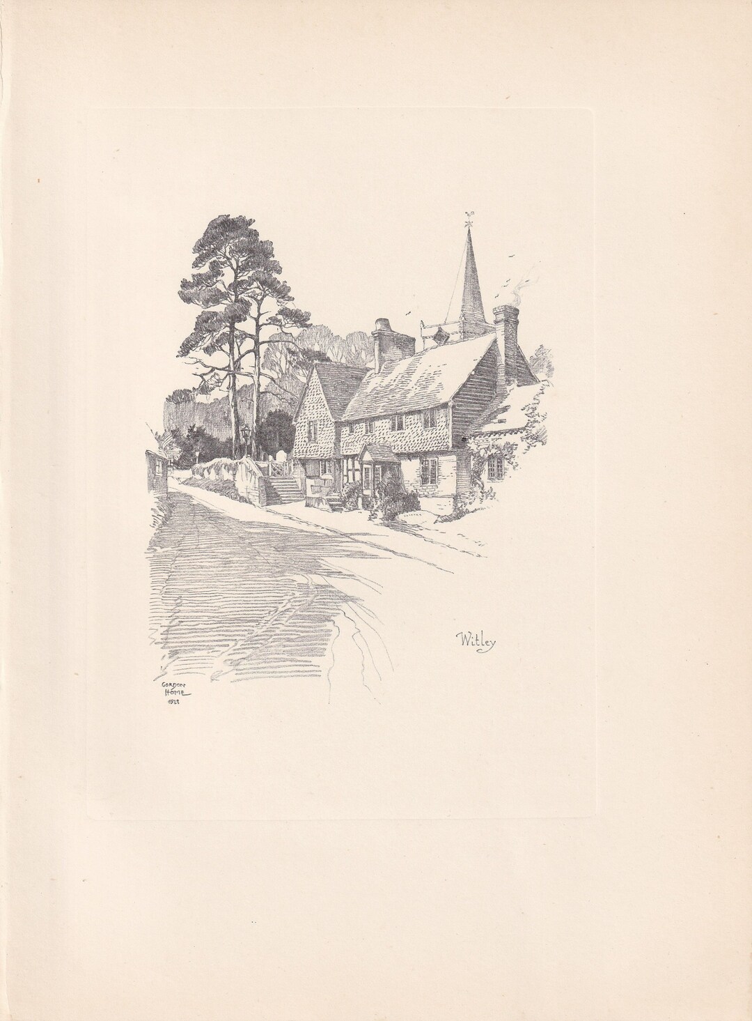 1929 WITLEY - Antique Surrey Print - Surrey Drawing - Surrey Wall Art ...