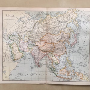 1891 MAP of ASIA Antique Asia Map Asian History, Cartography Antique ...