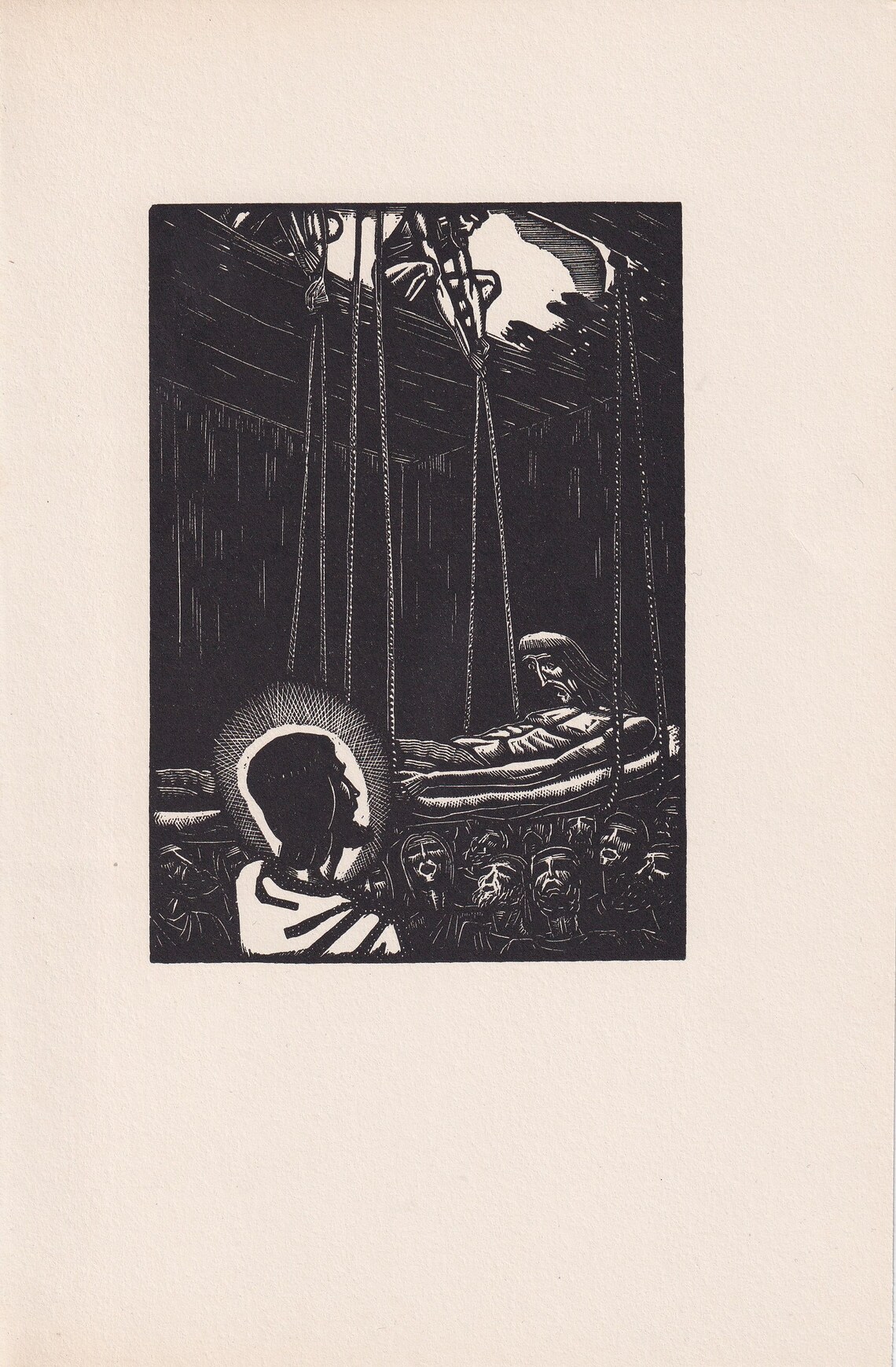 1930 JAMES REID Wood Engraving - 'jesus and the Leper' - - Bible Wood ...