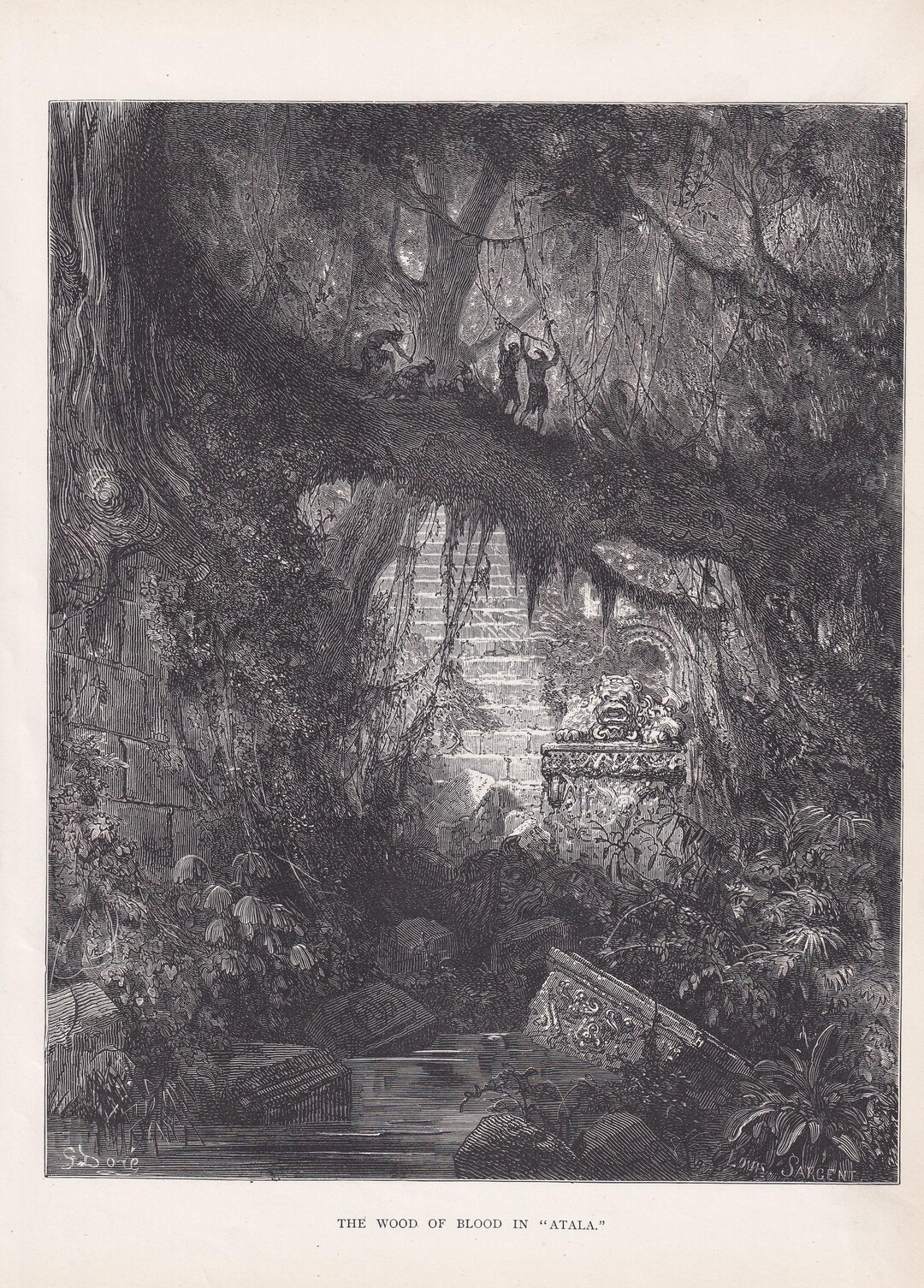 1870 GUSTAVE DORE Print the Wood of Blood in Atala Dore Wall Art ...