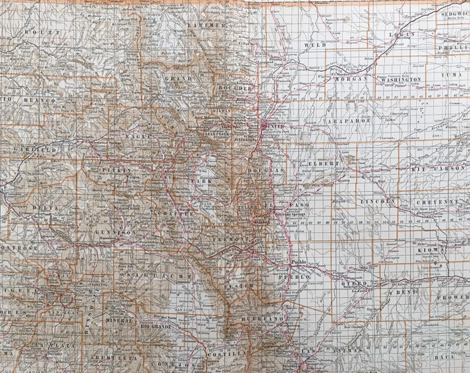 1903 Large COLORADO MAP U.S. States Map America Map American ...