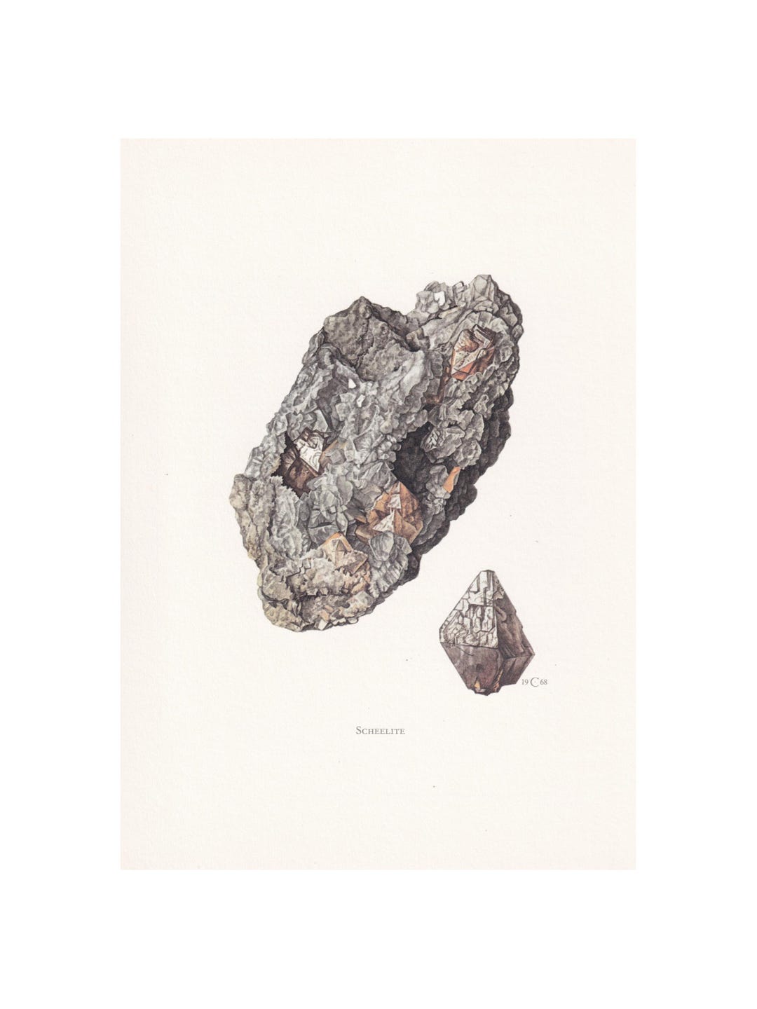 1968 SCHEELITE Print - Mineral Wall Art Gift - Mineralogy Decor ...