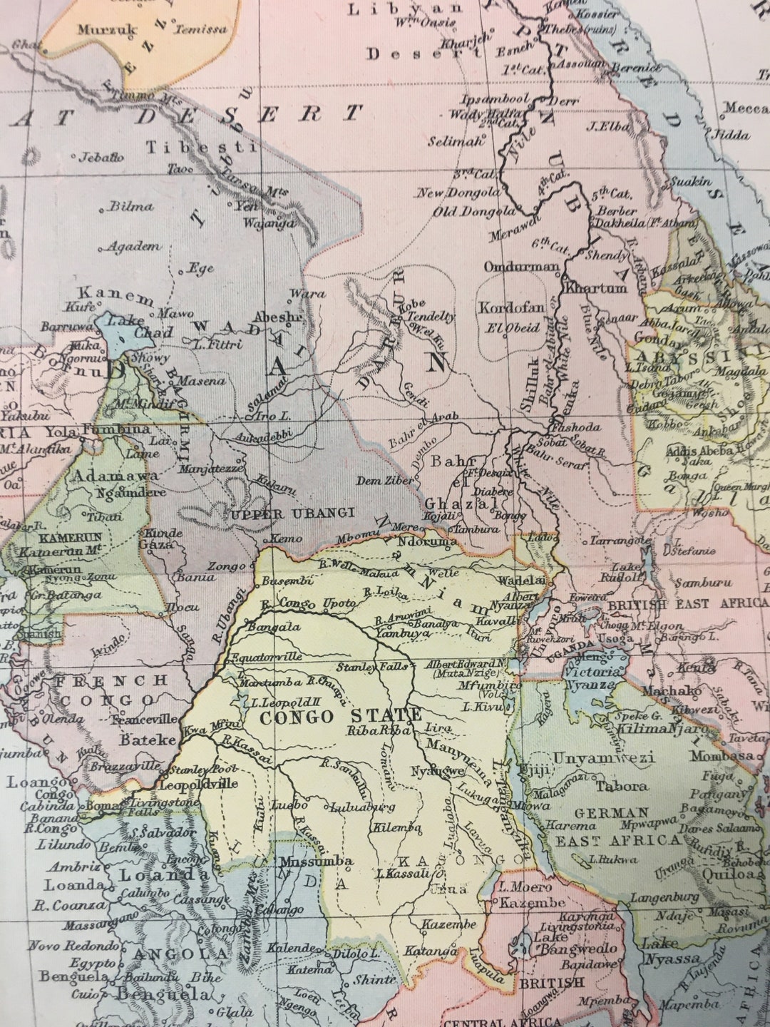 1890 AFRICA MAP - Bartholomew Map - Antique Map of Africa - Original ...