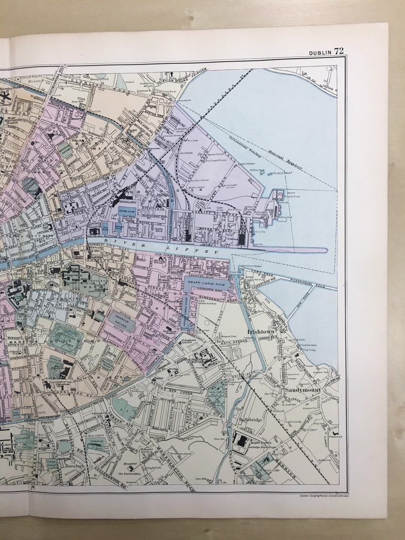 1895 Large DUBLIN CITY PLAN Original Antique Map Bacon Map - Etsy