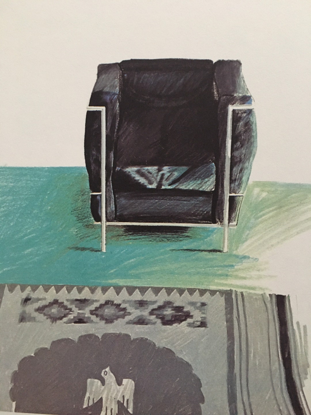 Vintage 1978 DAVID HOCKNEY - "corbusier Chair and Rug, 1969" Print ...