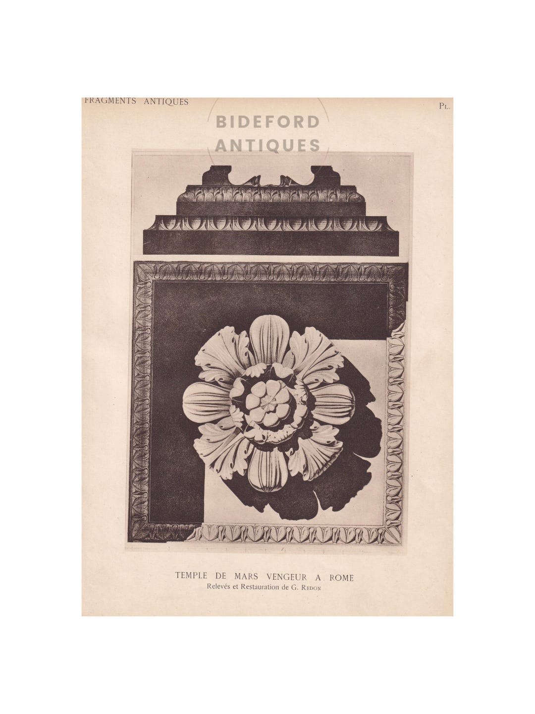 C. 1910 ROMAN ROSETTE, Temple of Mars Ultur - Roman Architecture Print ...