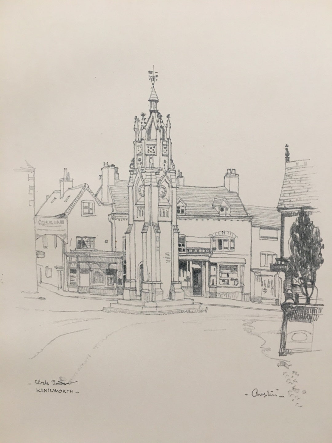 1920 WARWICK - KENILWORTH: Clock Tower - Antique Warwick Print - Local ...