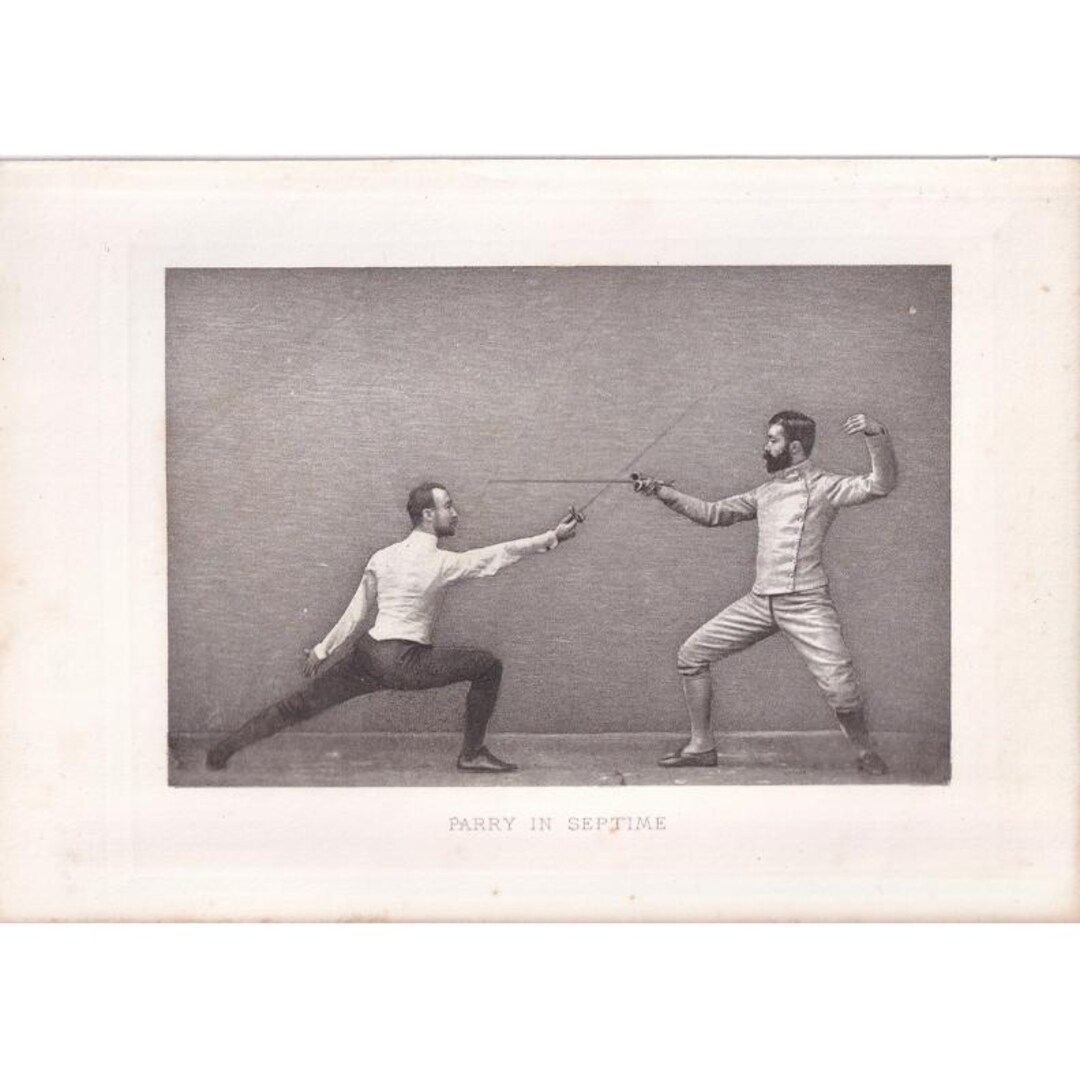 1890 SWORD FENCING Photogravure Print - Parry in Septime - Original ...