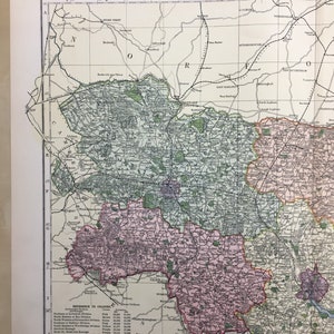 1895 Large SUFFOLK MAP Original Antique Map Bacon Map Large Wall Map ...