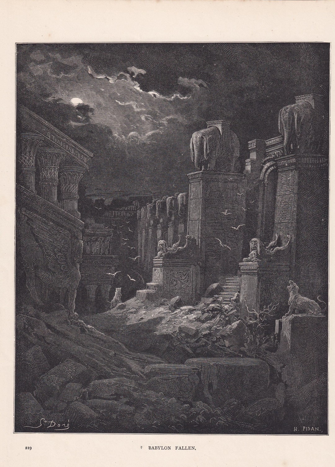 1870 GUSTAVE DORE Print - "babylon Fallen" - Dore Wall Art - Antique ...