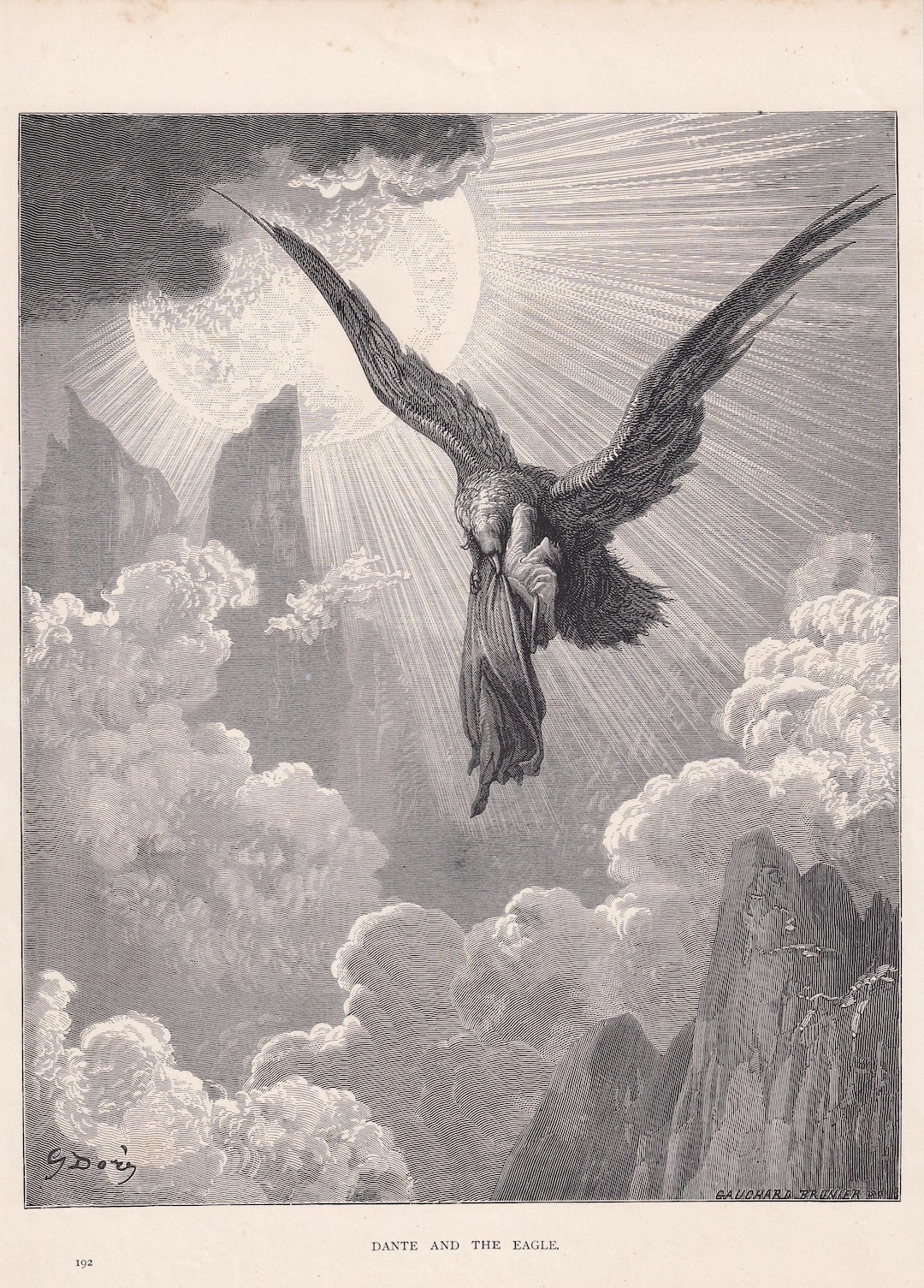 1870 GUSTAVE DORE Print - "dante and the Eagle" - Dore Wall Art ...