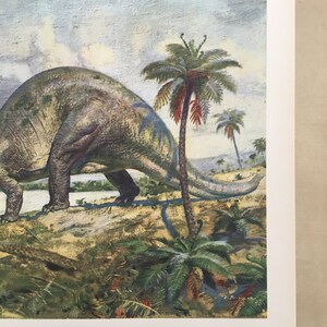 1960 BRONTOSAURUS DINOSAUR Print - Prehistoric Animals Print - Paleoart ...