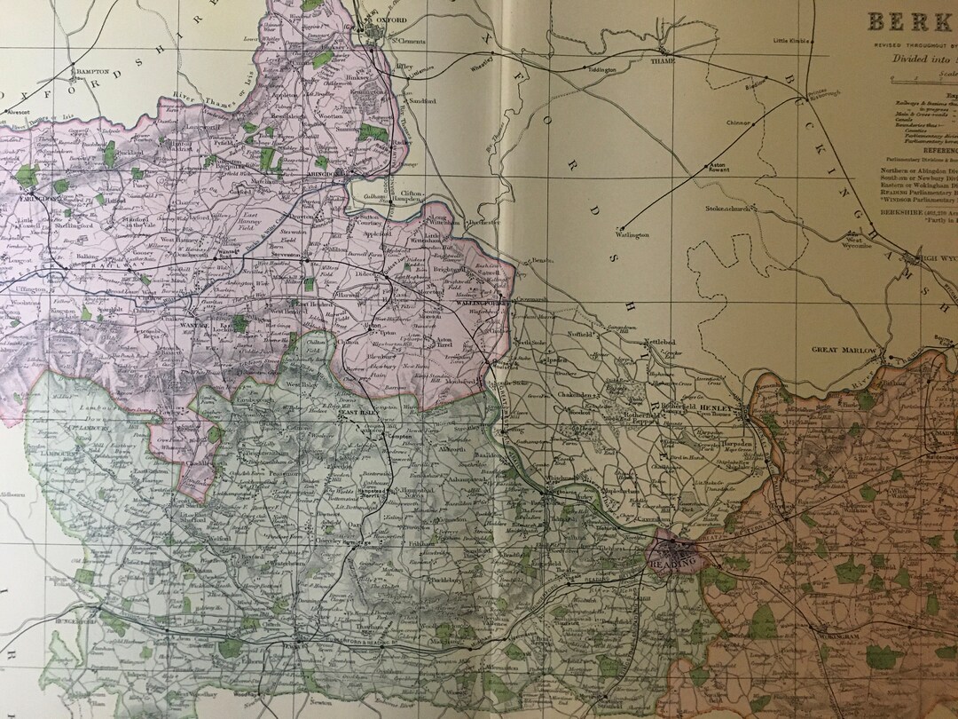 1895 MAP of BERKSHIRE - Original Antique Map - Cartography, Bacon Map ...