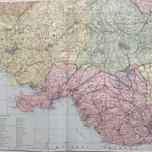1895 Large SOUTH WALES MAP Original Antique Map Bacon Map Large Wall ...