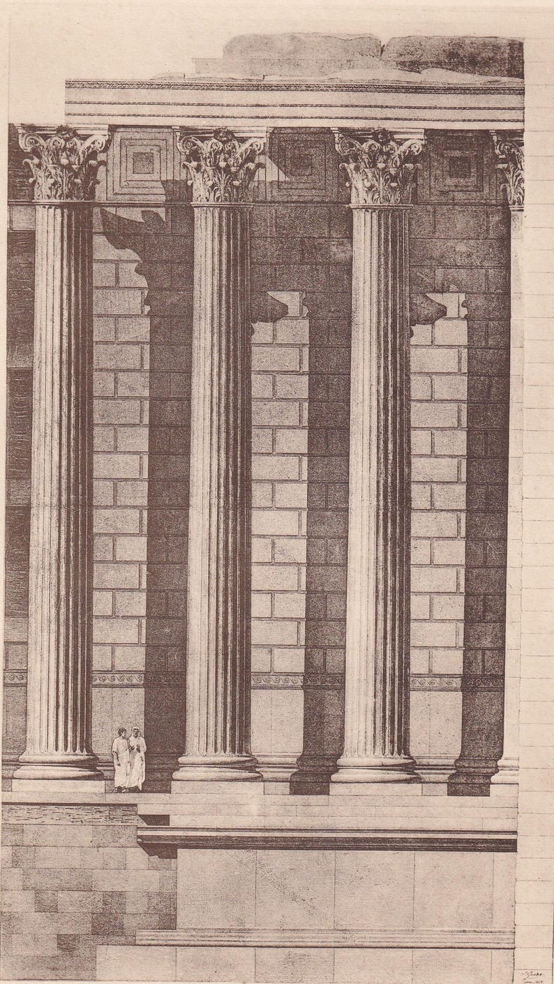 C. 1910 TEMPLE of MARS the AVENGER, Rome, Italy - Roman Architecture ...