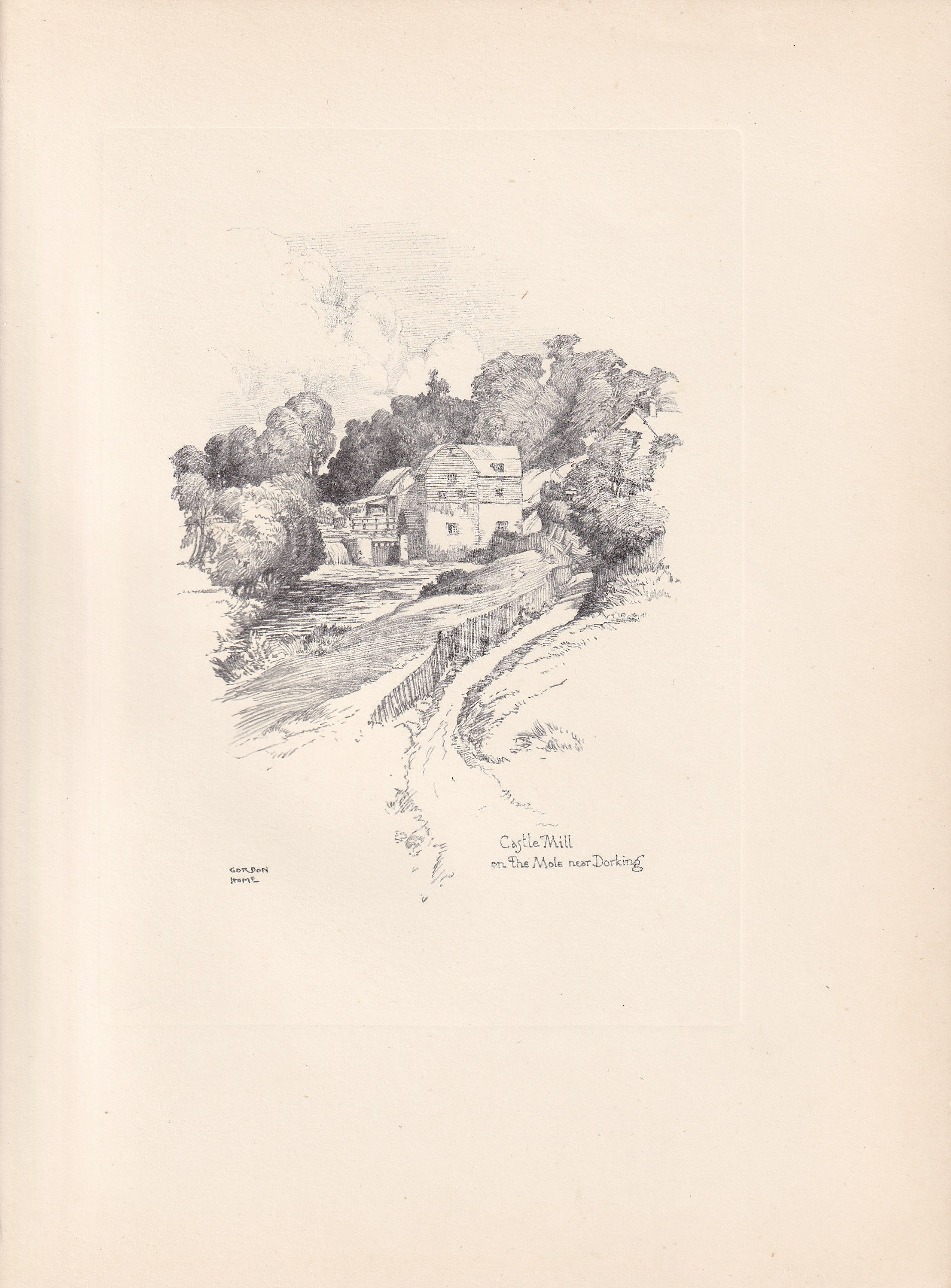 1929 DORKING: Castle Mill - Antique Surrey Print - Surrey Drawing ...