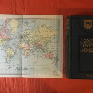 1890 WORLD MAP Mercator's Projection - Bartholomew Map - Antique Map of ...