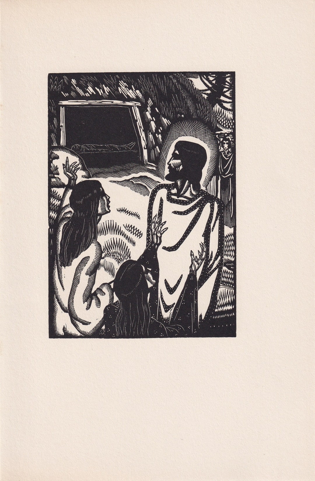 1930 JAMES REID Wood Engraving - 'jesus at the Tomb of Lazarus' - Bible ...