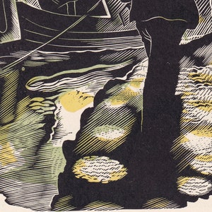 1950 JOHN O'CONNOR Wood Engraving & Linocut Print - 'at Uxbridge Yard' - From Original Block ...