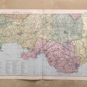 1895 Large SOUTH WALES MAP Original Antique Map Bacon Map Large Wall ...
