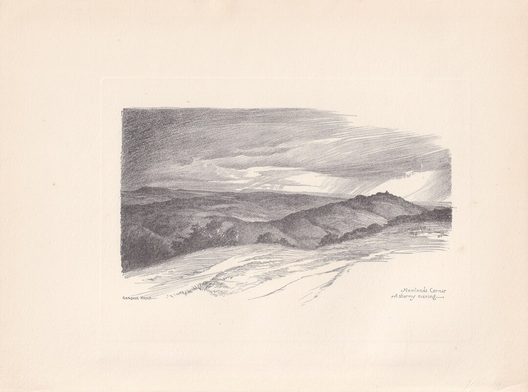 1929 NEWLANDS CORNER - Antique Surrey Print - Surrey Drawing - Surrey ...