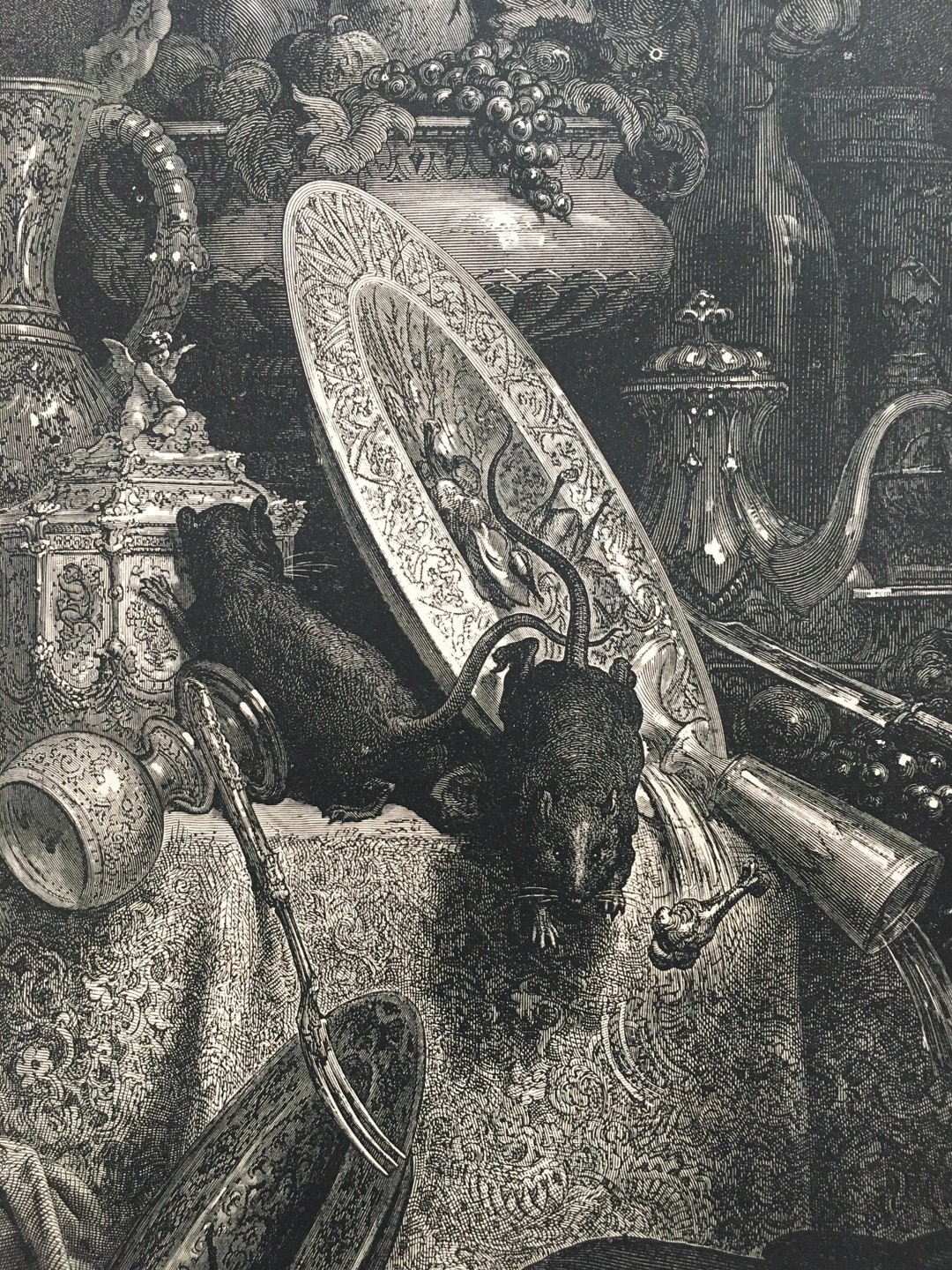 Rare 1870 GUSTAV DORE Print the Town Rat and the Country Rat Dore Wall ...