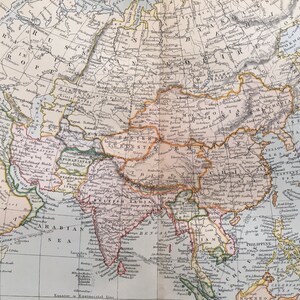 1891 MAP of ASIA Antique Asia Map Asian History, Cartography Antique ...
