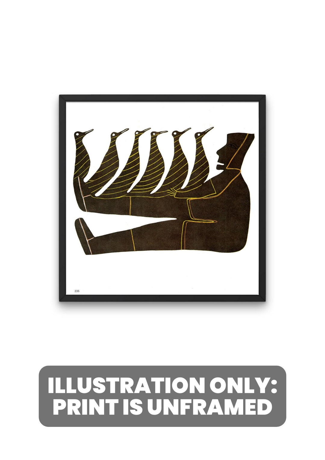 1974 INUIT ART - "inuk With Birds" - Oonark - Eskimo Wall Art - Inuit ...