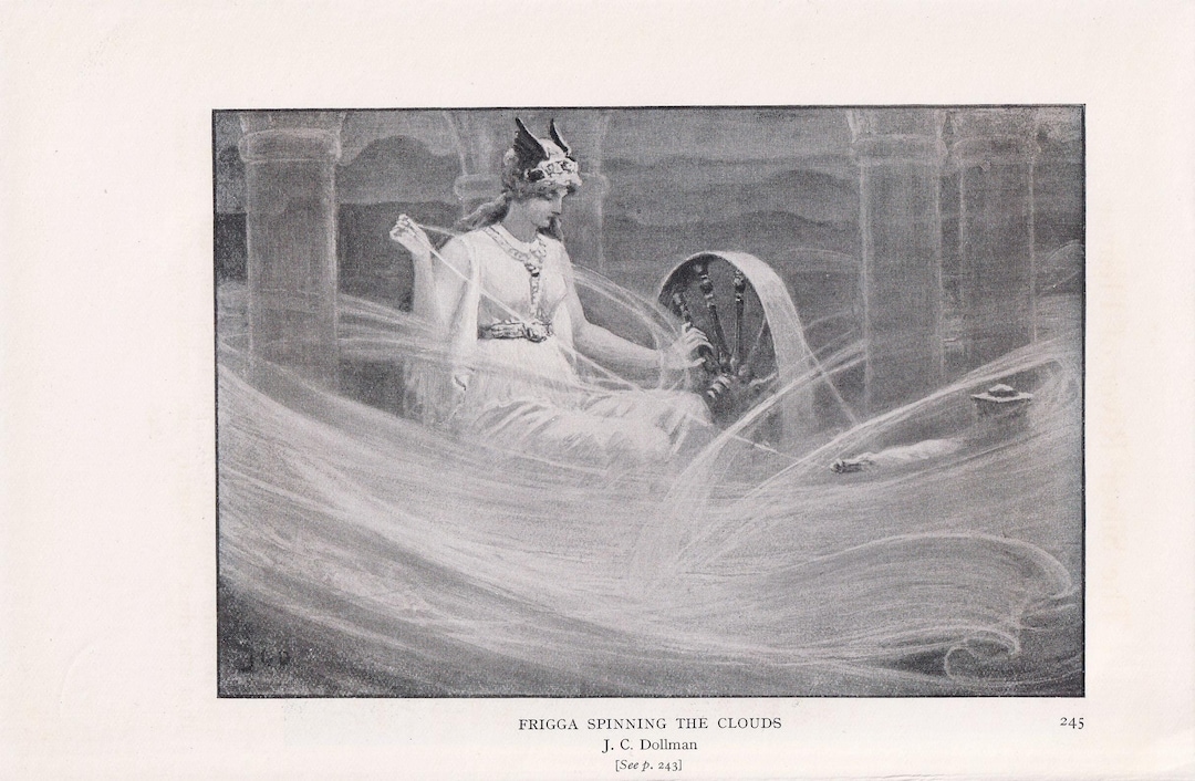 1925 FRIGG SPINNING the CLOUDS Print - Norse Mythology Print - Original ...