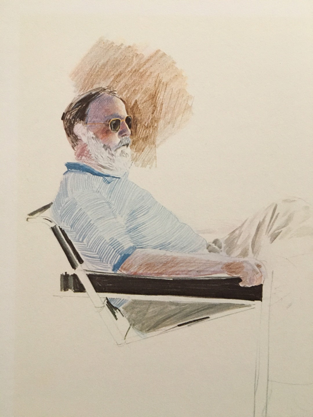 1978 DAVID HOCKNEY - "henry in Deckchair, 1973" Print - Hockney Art ...