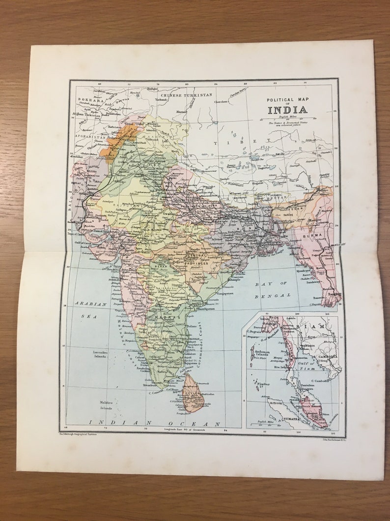 Buy 1890 India Map Political Map British Empire Bartholomew Online in ...