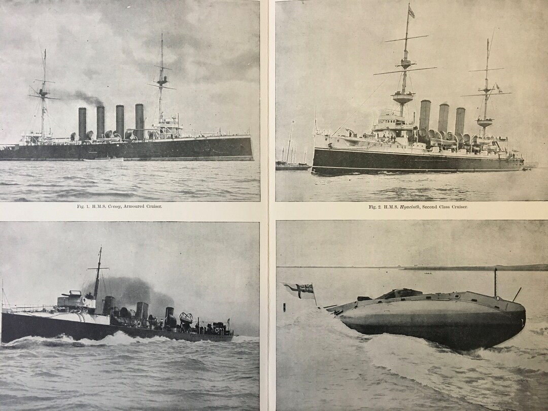 1901 WAR SHIPS Print Royal Navy Battle Ships, Submarine, Destroyer ...