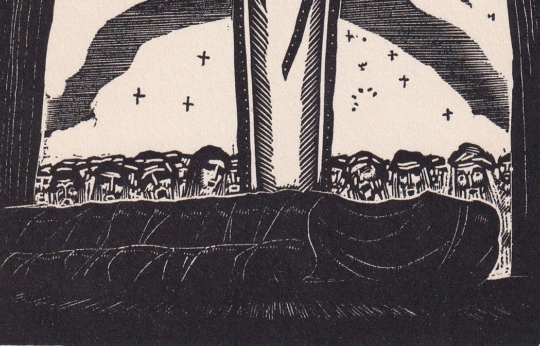 1930 JAMES REID Wood Engraving - 'jesus Raising Lazarus' - - Bible Wood ...
