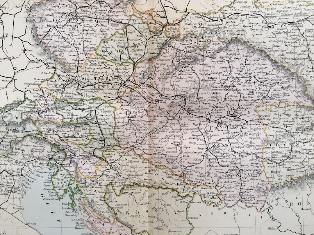 1891 AUSTRIA MAP - Antique Europe Map - Austrian History, Cartography ...