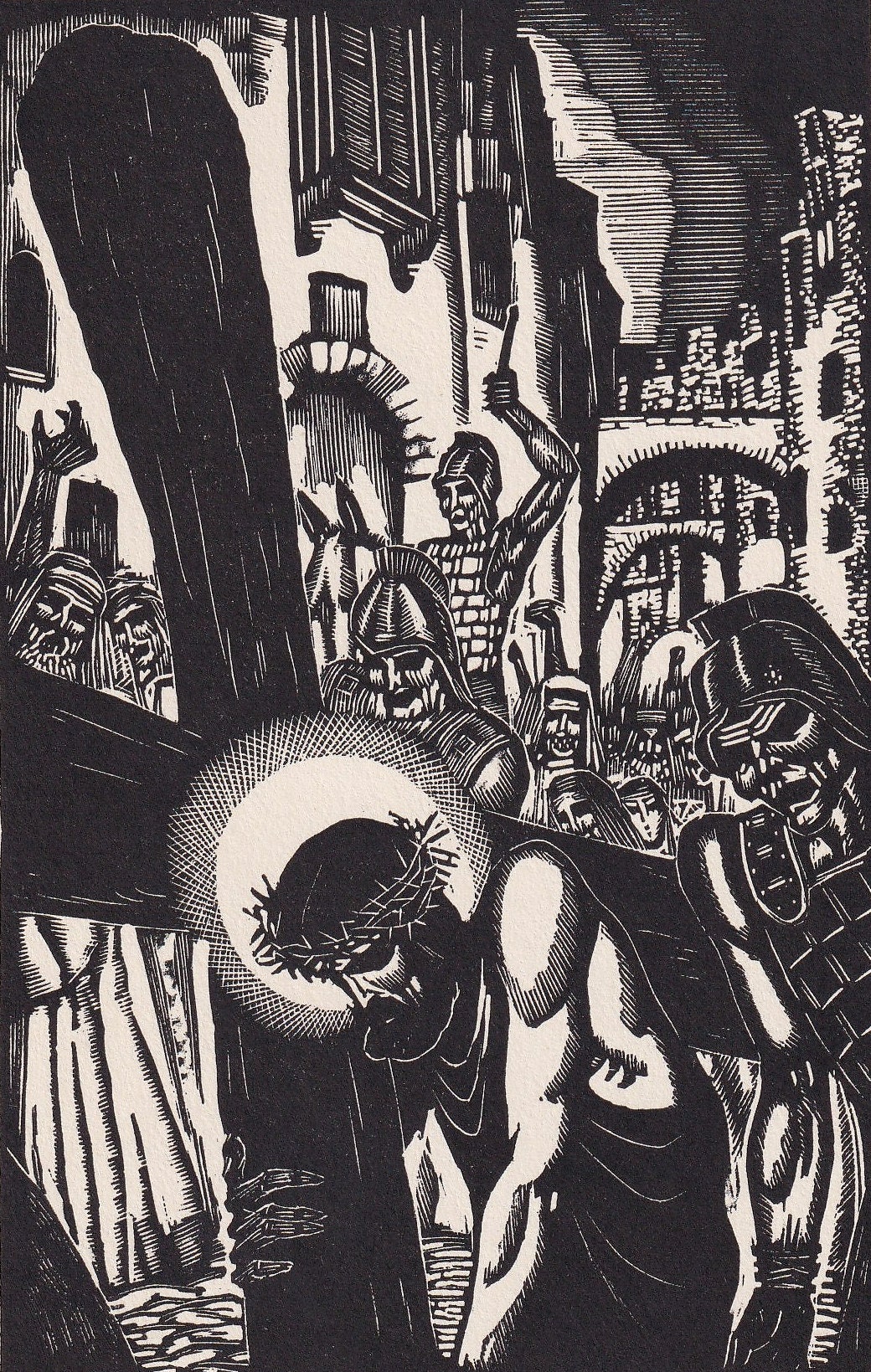 1930 JAMES REID Wood Engraving - 'jesus Carrying the Cross' - Bible ...