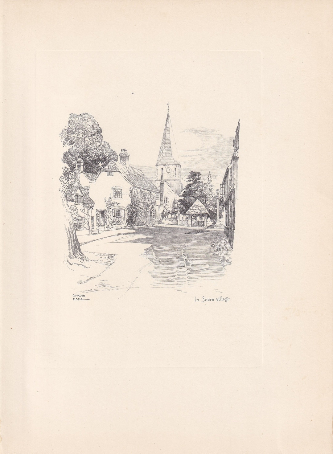1929 SHERE VILLAGE Antique Surrey Print Surrey Drawing Surrey Wall Art ...