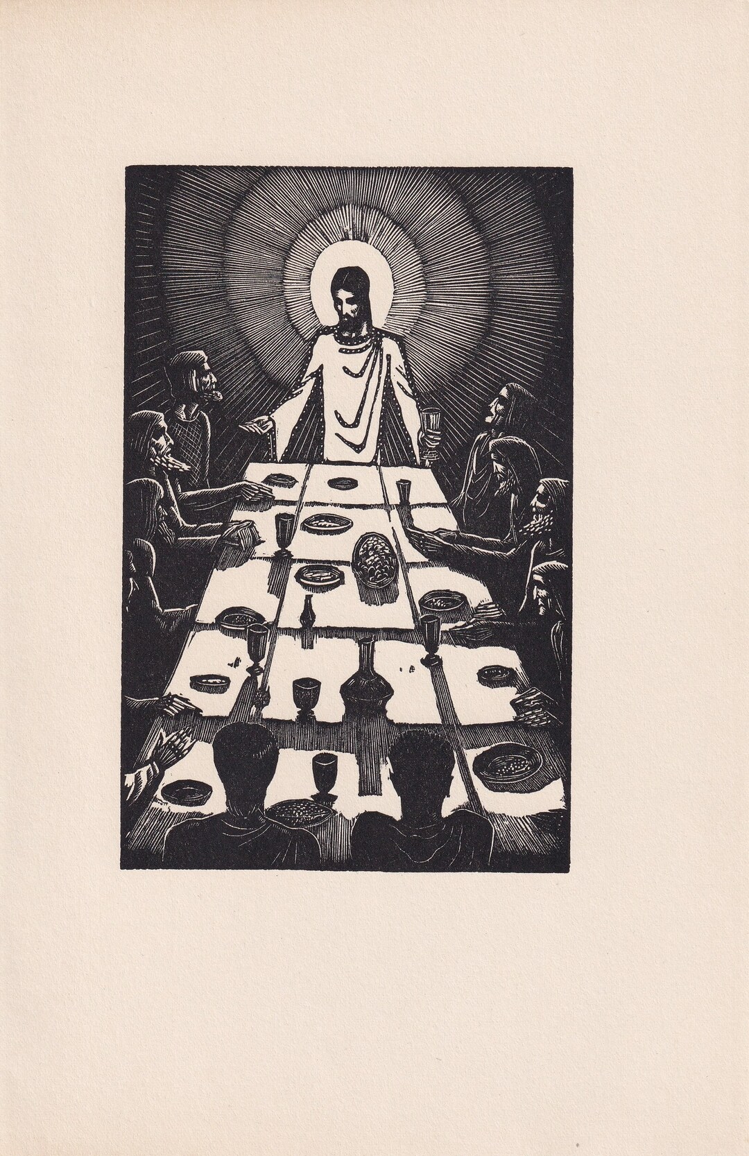 1930 JAMES REID Wood Engraving - 'the Last Supper' - Bible Wood ...